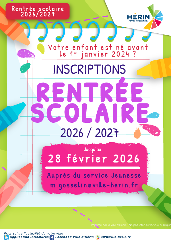 Rentrée scolaire 2026/2027 – Pensez à inscrire votre enfant ! – Ville d ...